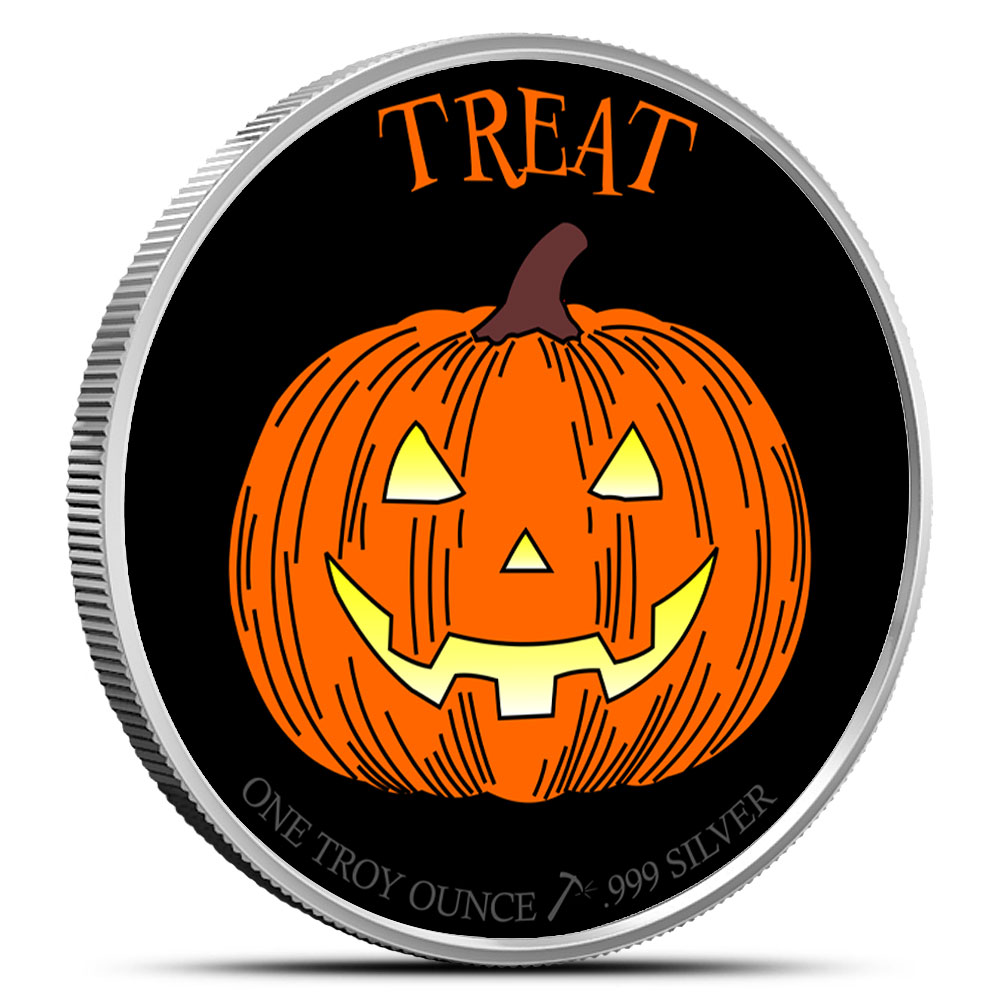 Buy 1 oz Colorized Trick or Treat Coin Flip Silver Round (New, Capsule ...